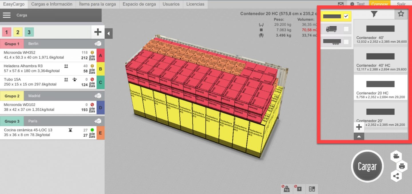 ¿Cómo modificar los espacios de carga en EasyCargo? - Webpicking